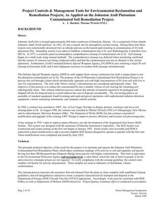 Johnston Atoll Remediation Project_WMSymp98 | PDF