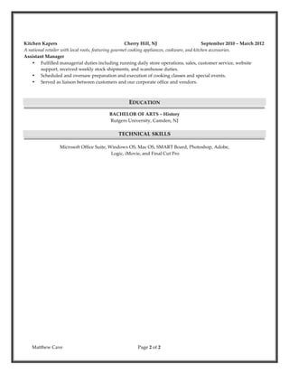 Matthew Cave Resume 2015 | PDF