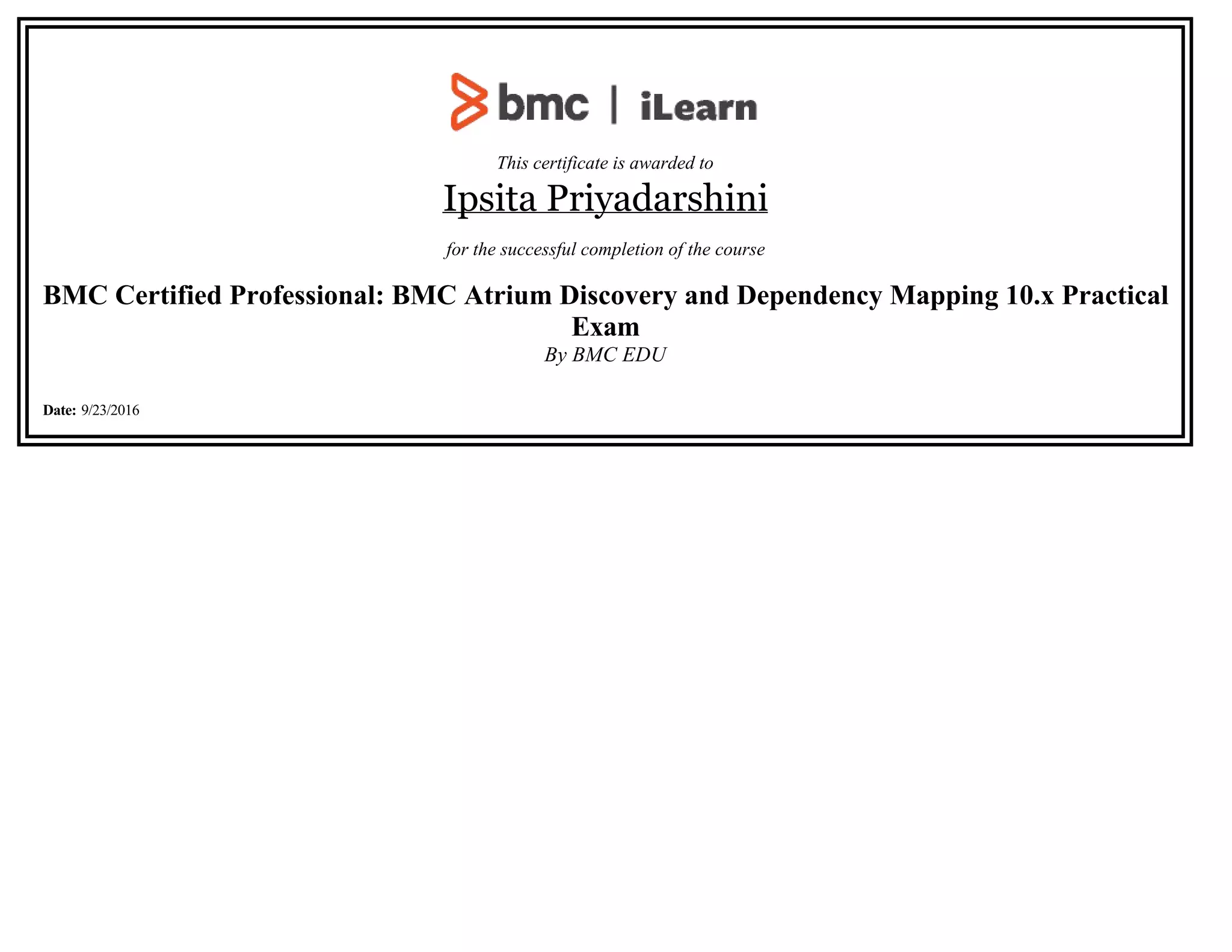 BMC Certified Professional - BMC Atrium Discovery and Dependency ...