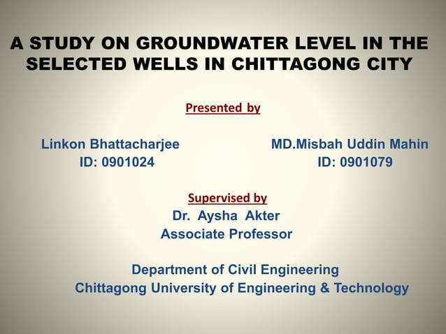 Groundwater lowering in Chittagong City | PPTX | Geography | Science