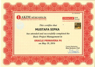 Basic_Oracle_Primvera_P6_Certificate | PPT
