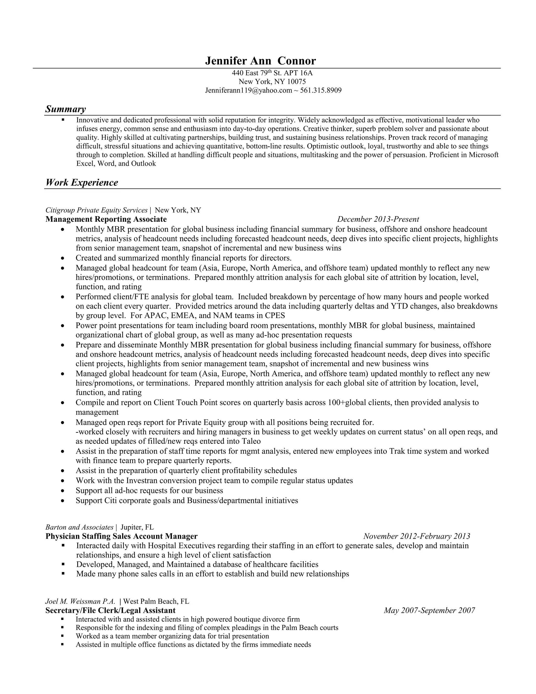 Jennifer Connor Resume | DOCX