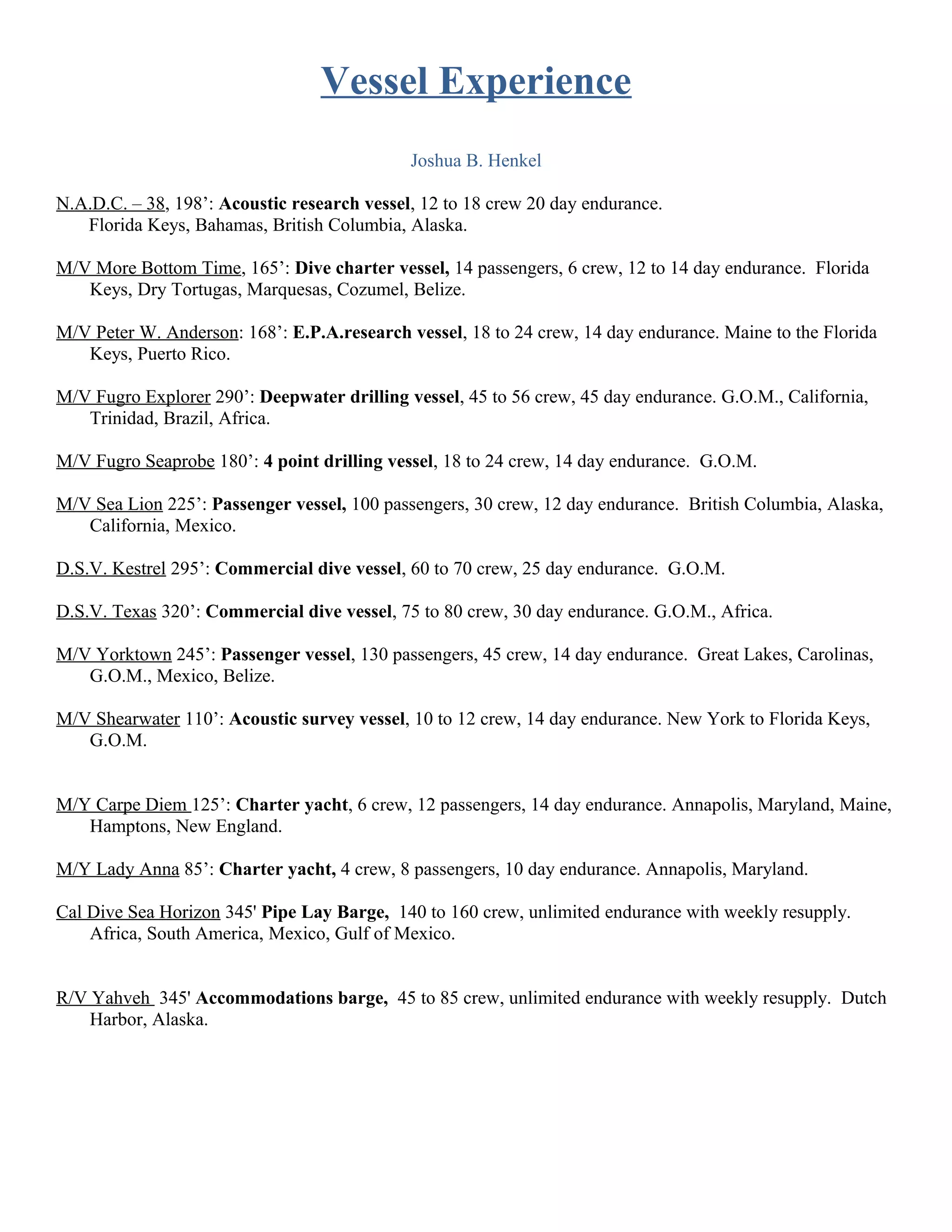 Functional Offshore Resume | DOC