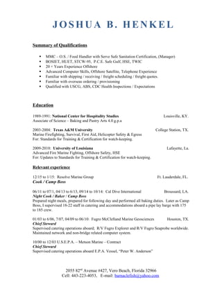 Functional Offshore Resume | DOC | Cruises | Travel Type