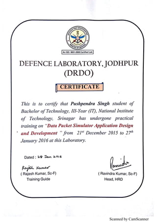 DRDO Certificate | PDF