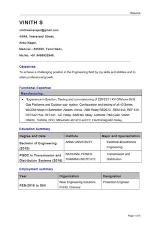VINITH S RESUME | PDF