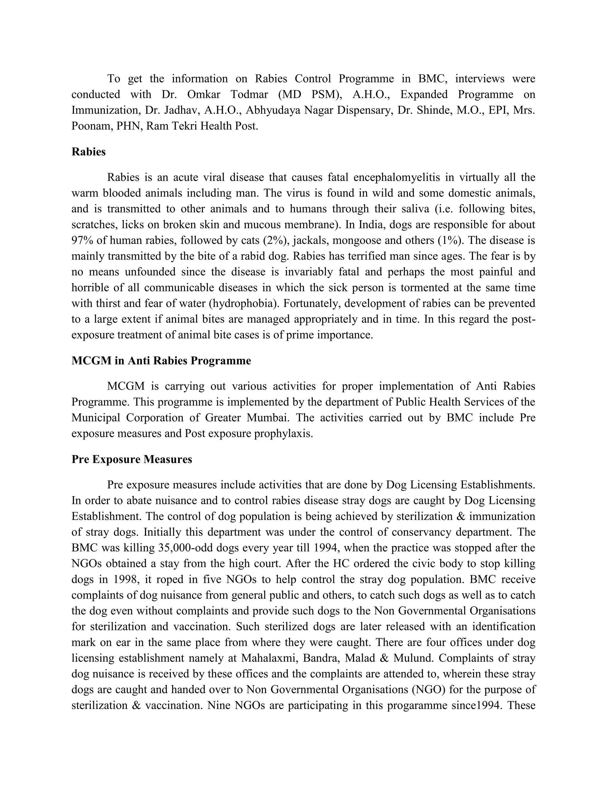 Anti Rabies Programme | PDF