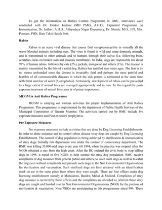 Anti Rabies Programme | PDF | Infectious Diseases | Diseases and Conditions