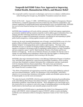 Nonprofit InSTEDD Takes New Approach to Improving Global Health, Humanitarian Efforts, and ...