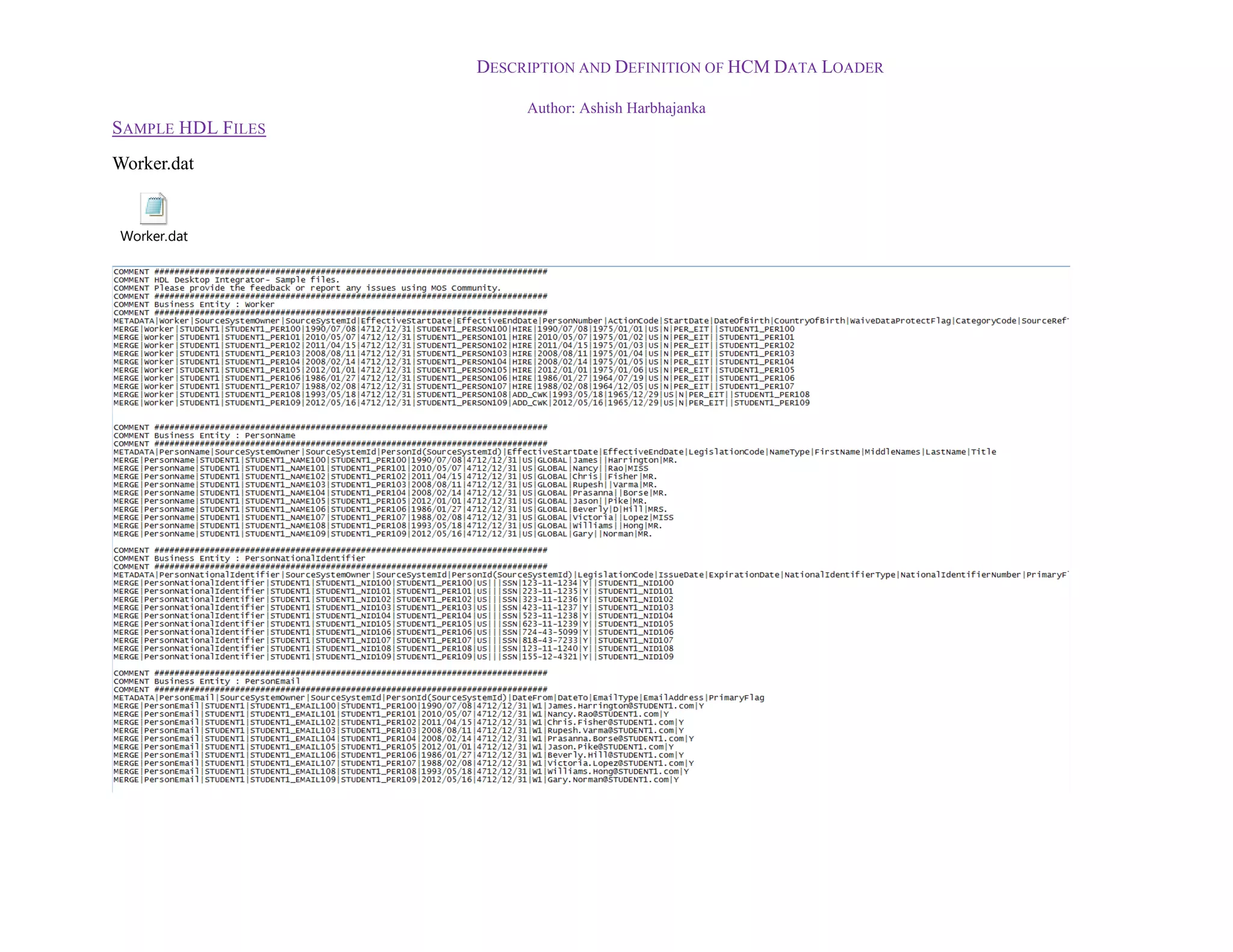 Description and Definition of HCM Data Loader | PDF