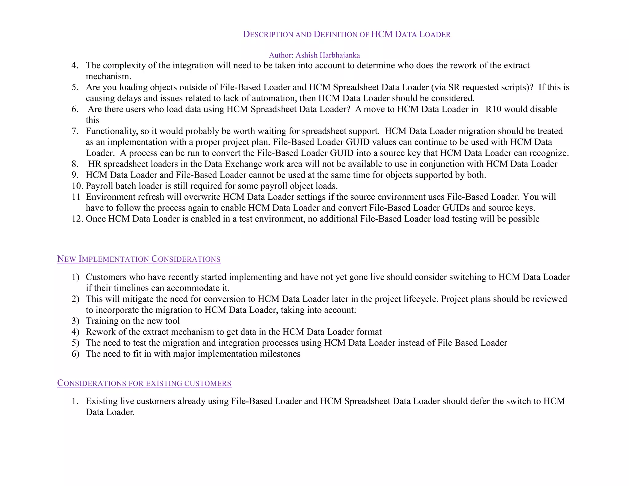 Description and Definition of HCM Data Loader | PDF