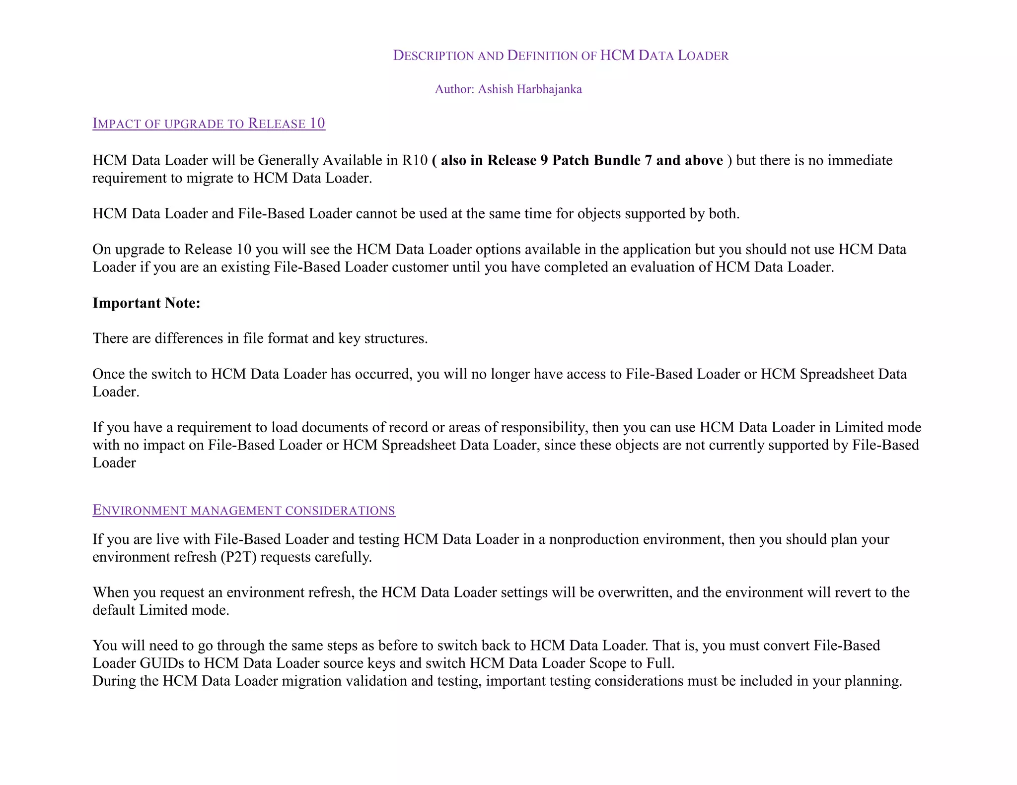 Description and Definition of HCM Data Loader | PDF
