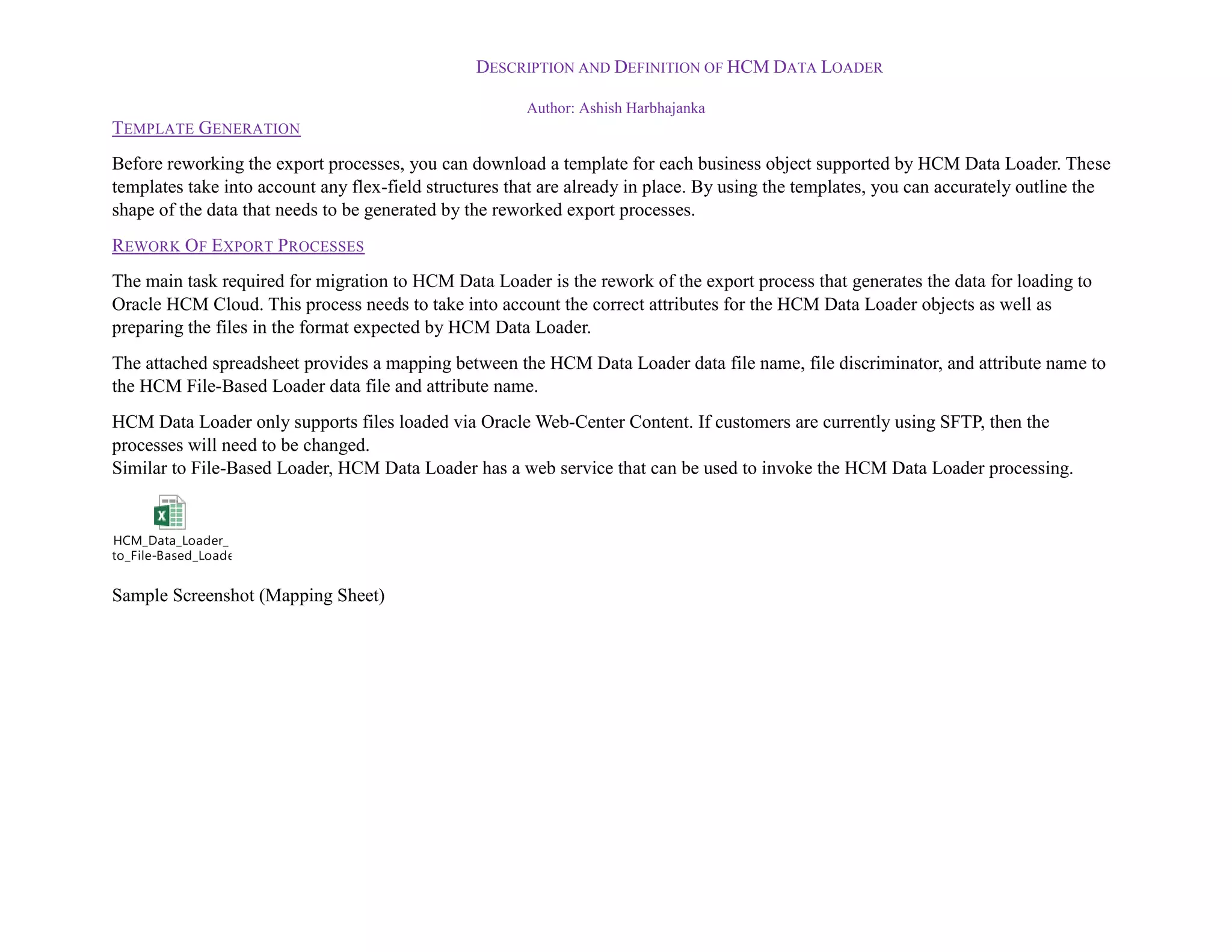 Description and Definition of HCM Data Loader | PDF