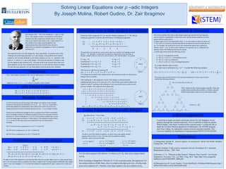 SRE poster final Joseph Solving Linear Equations Over p-adic Integers | PPT