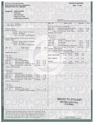 Binghamton University Transcript | PDF