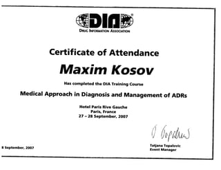 DIA Certificate