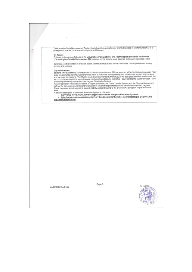 Diploma Supplement - NTUA - Angelou | PDF