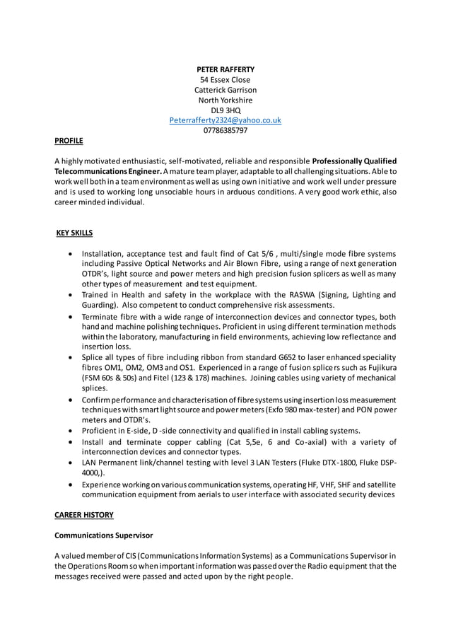 Peter Rafferty CV Permenant | PDF