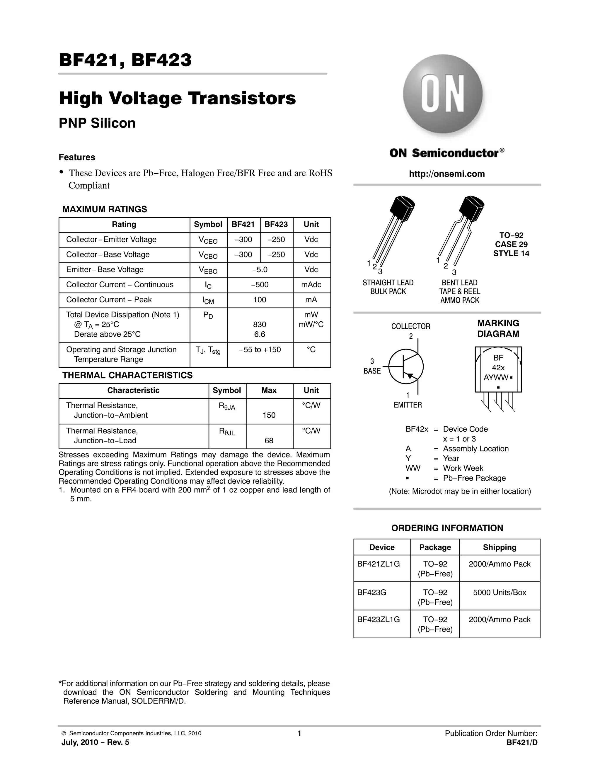 Original PNP Transistor BF421 421 TO-92 New | PDF