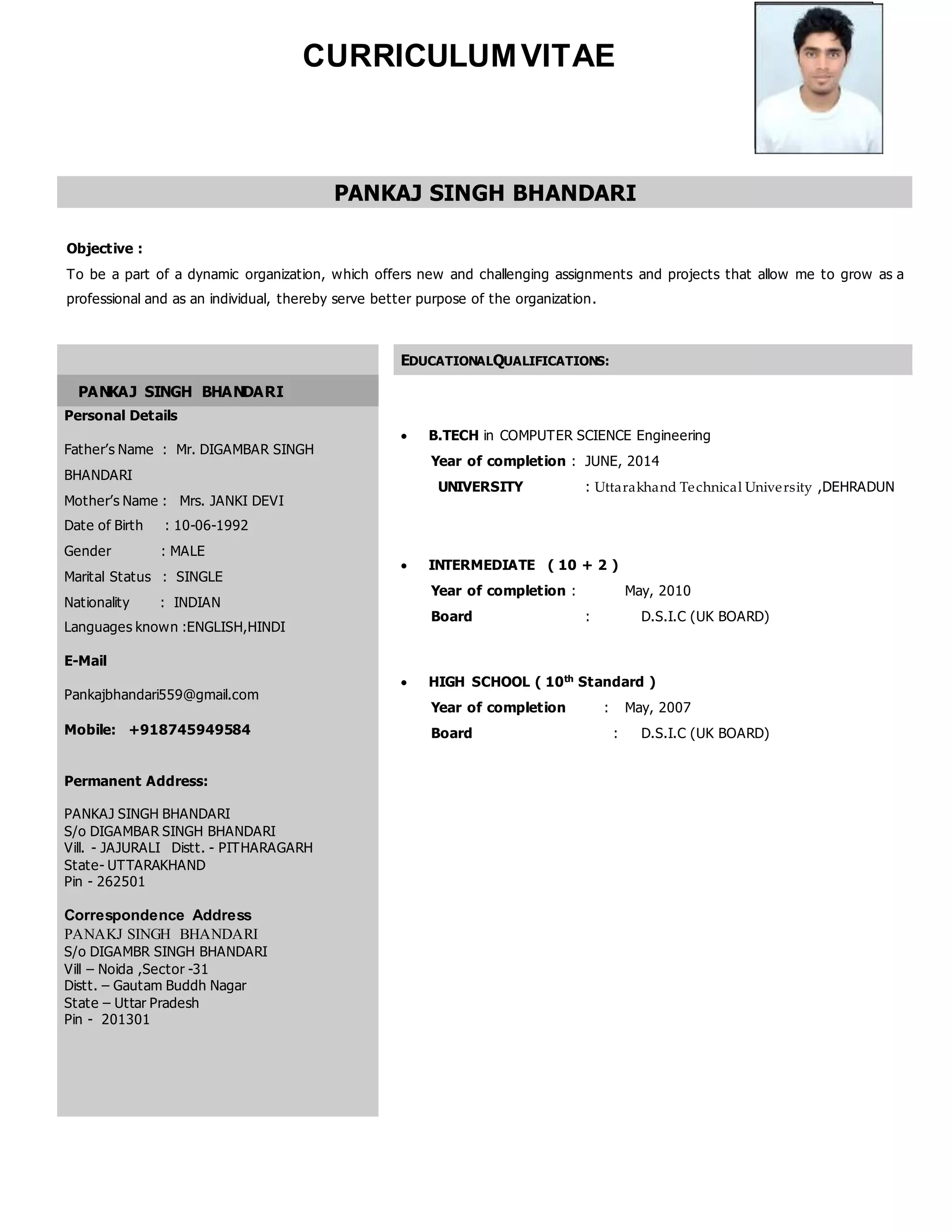 pankaj resume new | DOCX | Operating Systems | Computer Software and Applications