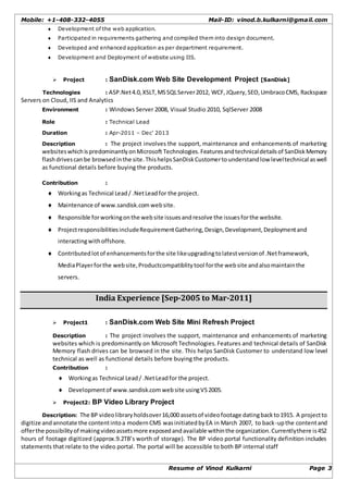 VinodKulkarni_Resume | DOCX | Web Development | Internet