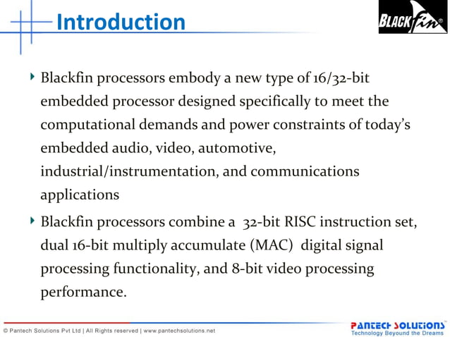 Introduction to Blackfin BF532 DSP | PPT
