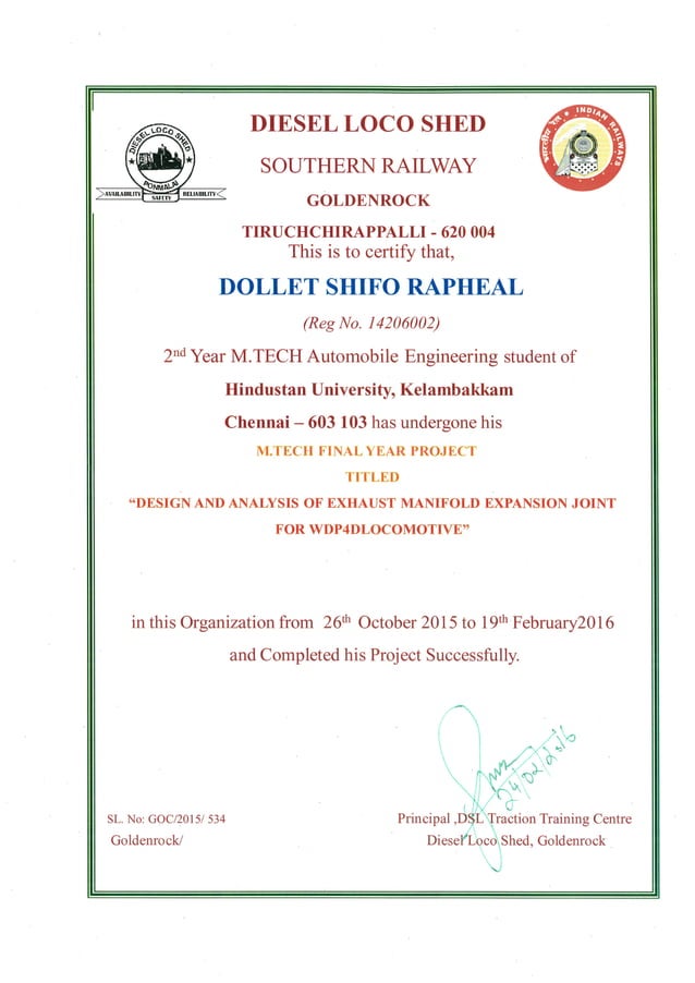 Thesis Certificate Indian Railways | PDF