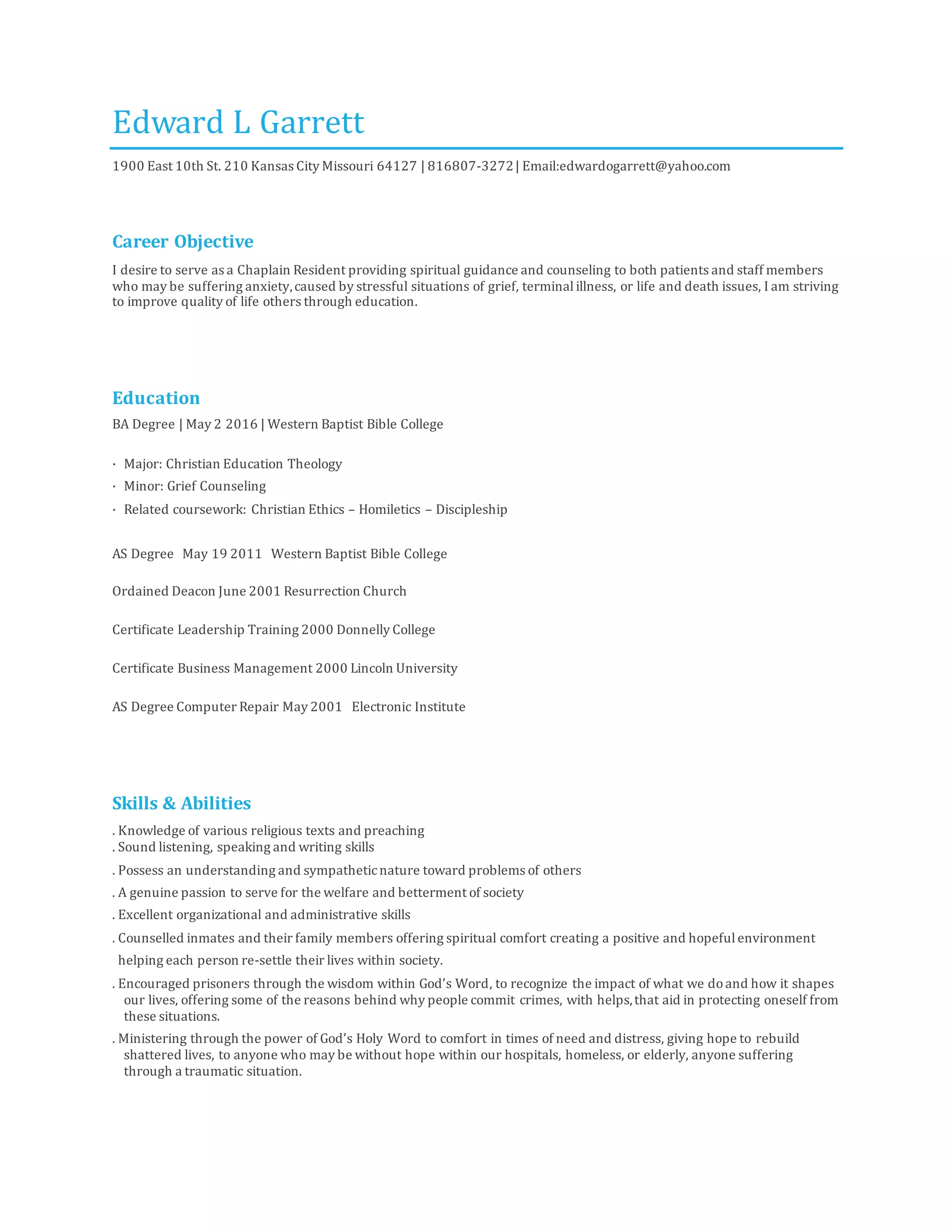 1 New Chaplain Resume | DOCX