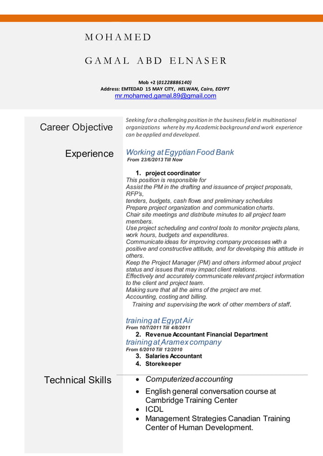 cv mohamed gamal new 1 | PDF