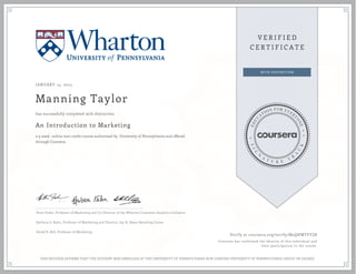 Wharton Coursera marketing cert 2015 | PDF