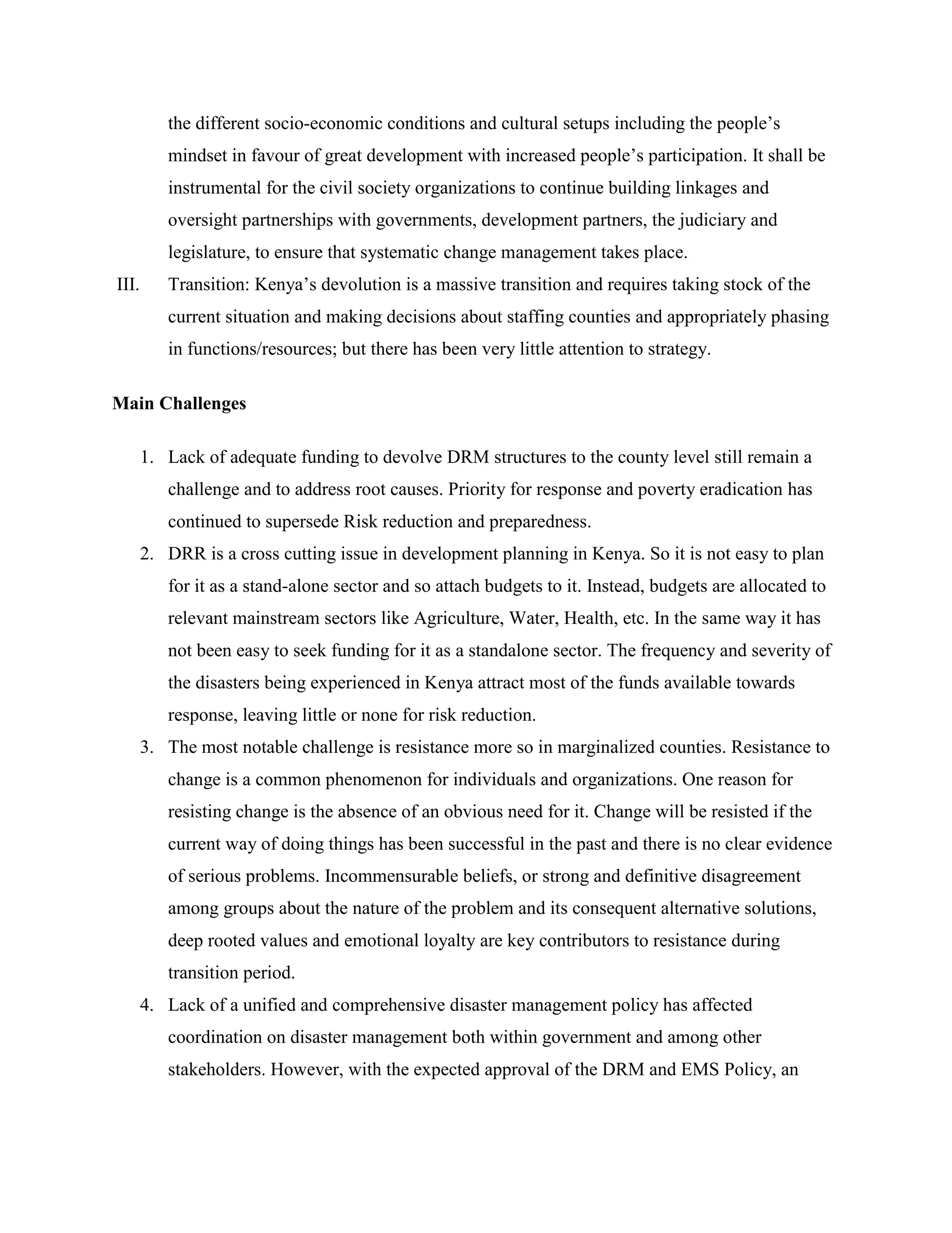 FACTORS AFFECTING THE DEVOLUTION DISASTER MANAGEMENT IN KENYA | PDF