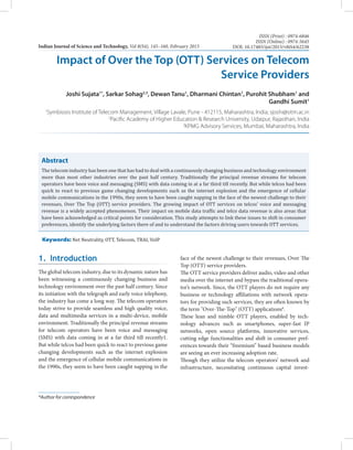 Impact of Over the Top (OTT) Services on Telecom | PDF