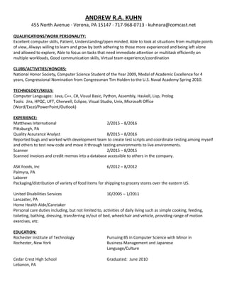 Resume 1.4 | ODT | Programming Languages | Computing