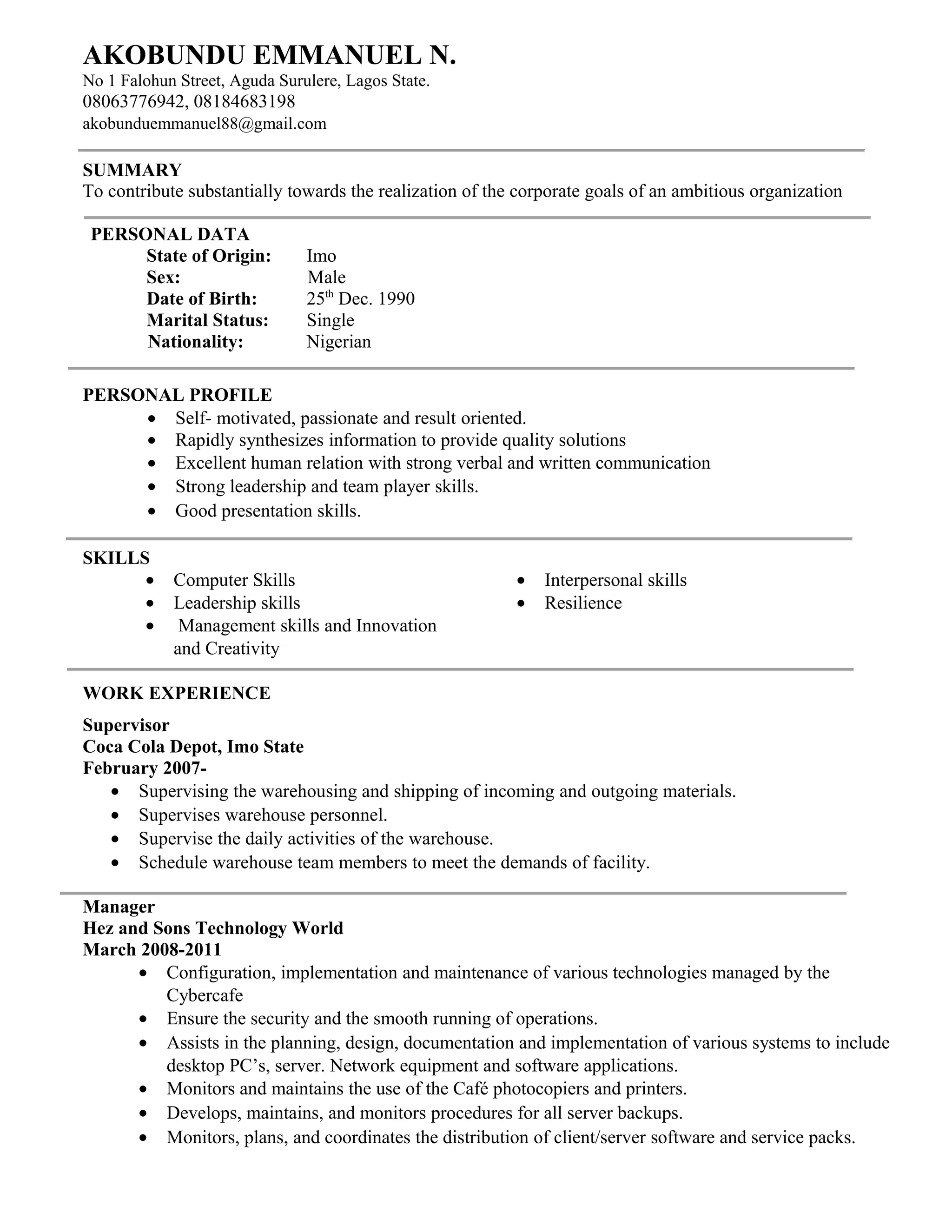 IWUOHA CORRECTED CV | DOC