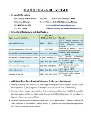 Alelign Aschale's CV | PDF