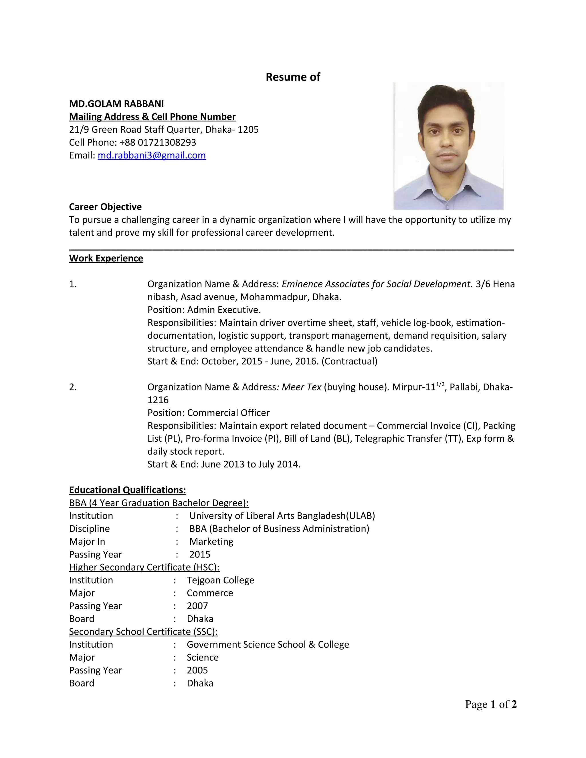 Md.Golam_Rabbani_Resume | PDF