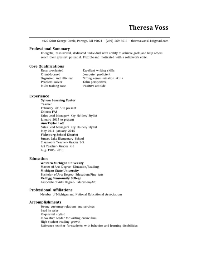T.Voss- Resume 2016 | DOCX | Education