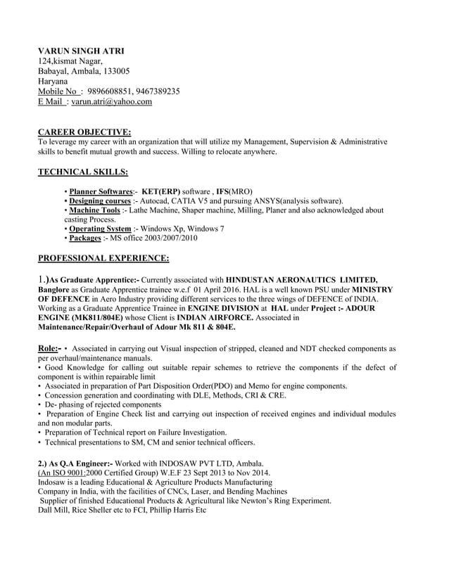 varun singh expereicd resume | PDF