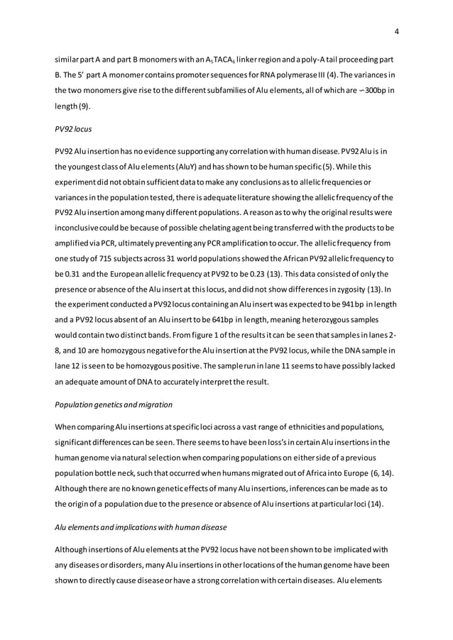 Detection of human Alu SINE insertion at the PV92 locus of chromosome ...