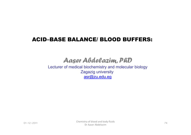 Acid base balance and Buffers | PDF | Blood Disorders | Diseases and Conditions