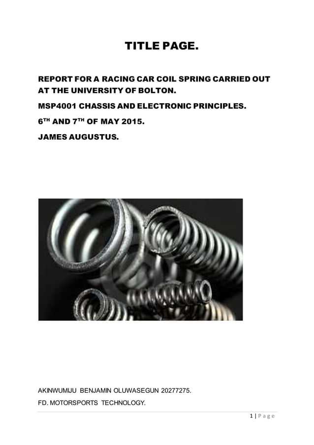 FORCES AND DEFLECTION OF COIL SPRINGS | DOCX | Physics | Science