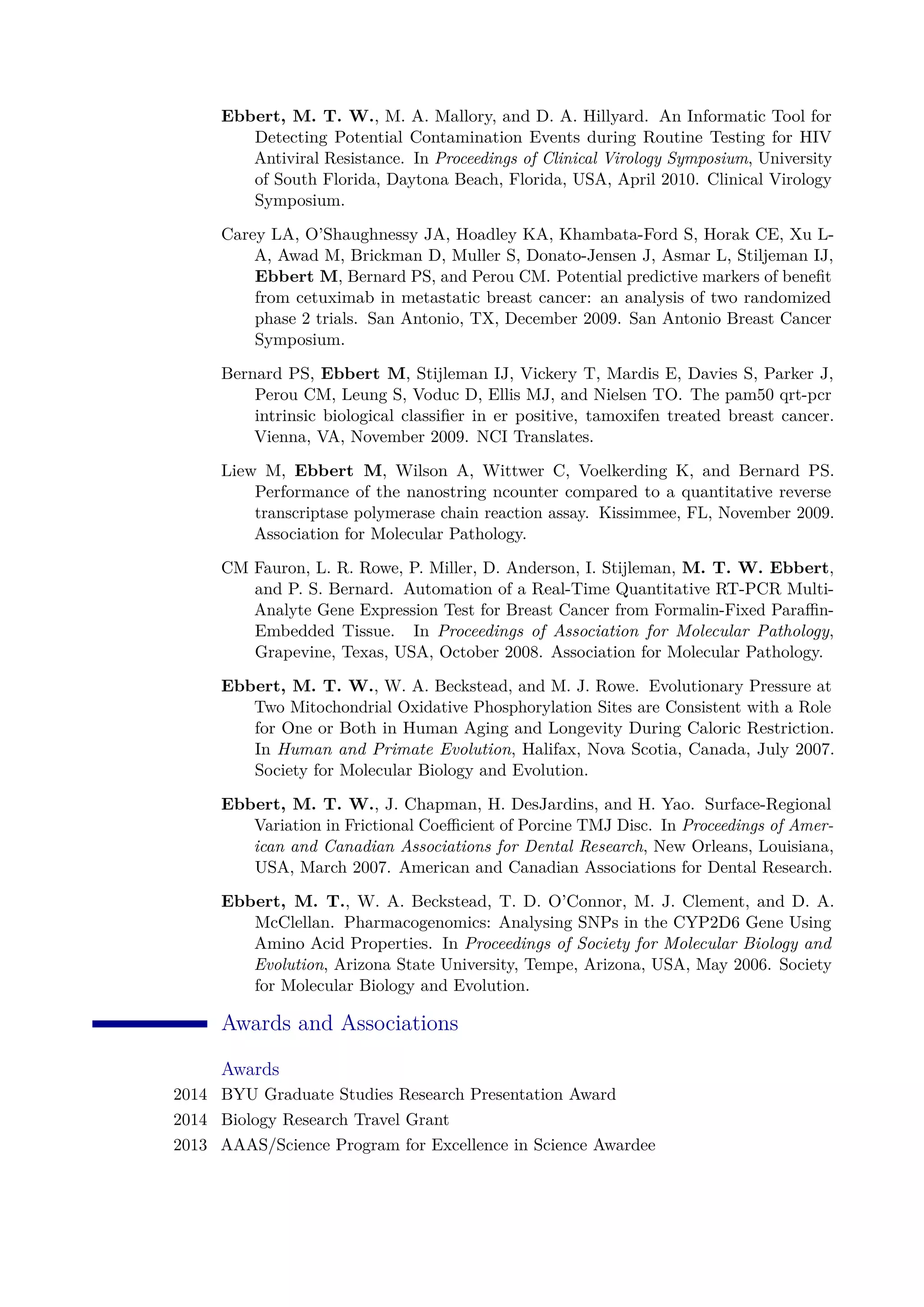 Curriculum_Vitae_Mark_Ebbert-modern | PDF | Genetics | Science