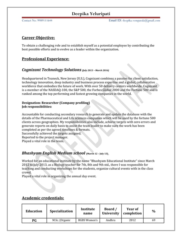 Deepika V - Updated CV | PDF