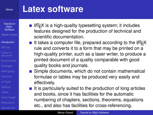 Tutorial on LATEX: A Computer Program for Typesetting Documents | PPT