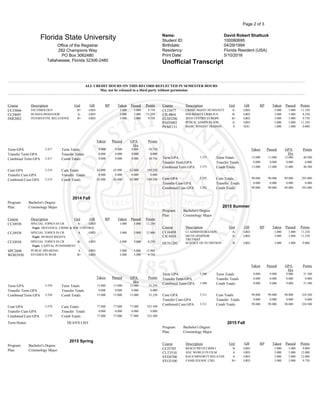 David Shattuck FSU Transcripts | PDF