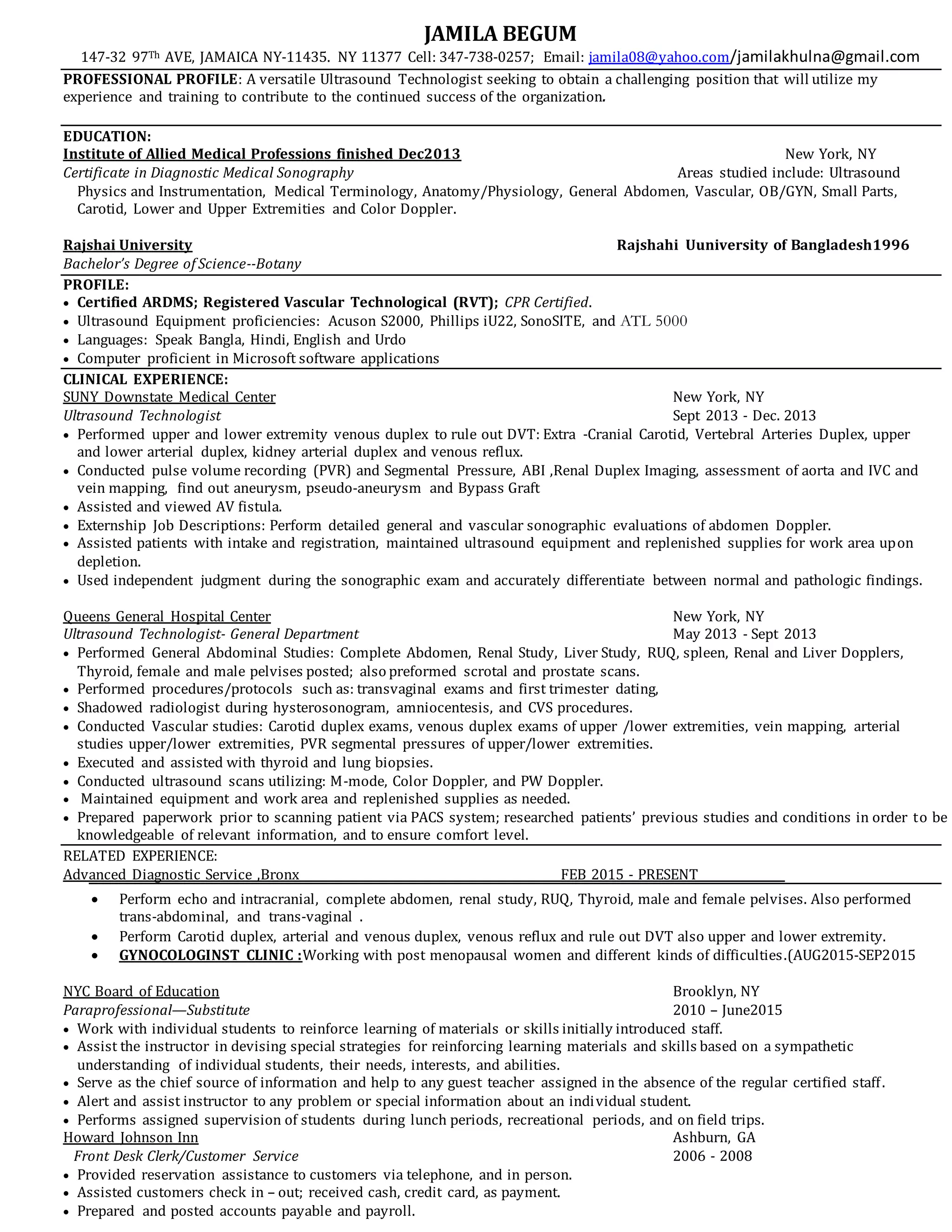 BEGUM, JAMILA RESUME 16 | PDF