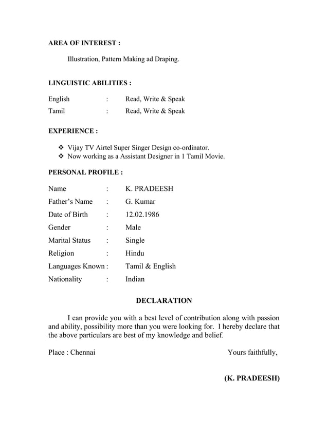 CURRICULUM VITAE-Pradeesh | DOC