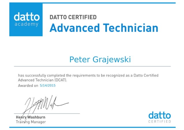Datto - DCAT Certificate | PDF