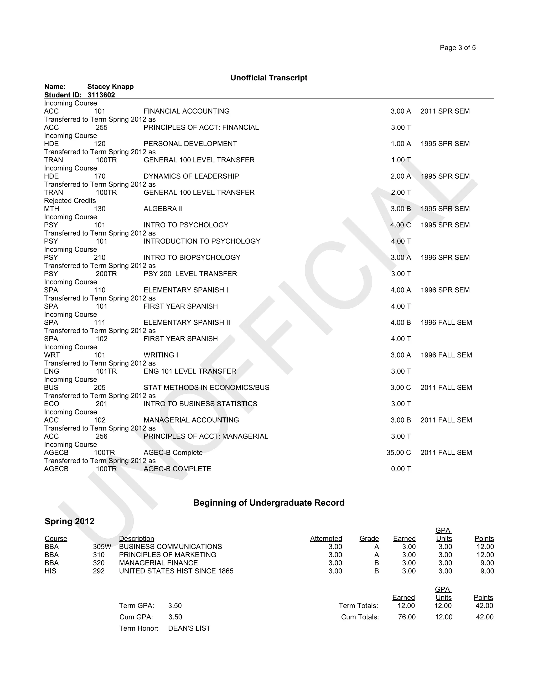 NEWEST TRANSCRIPT 2015 | PDF