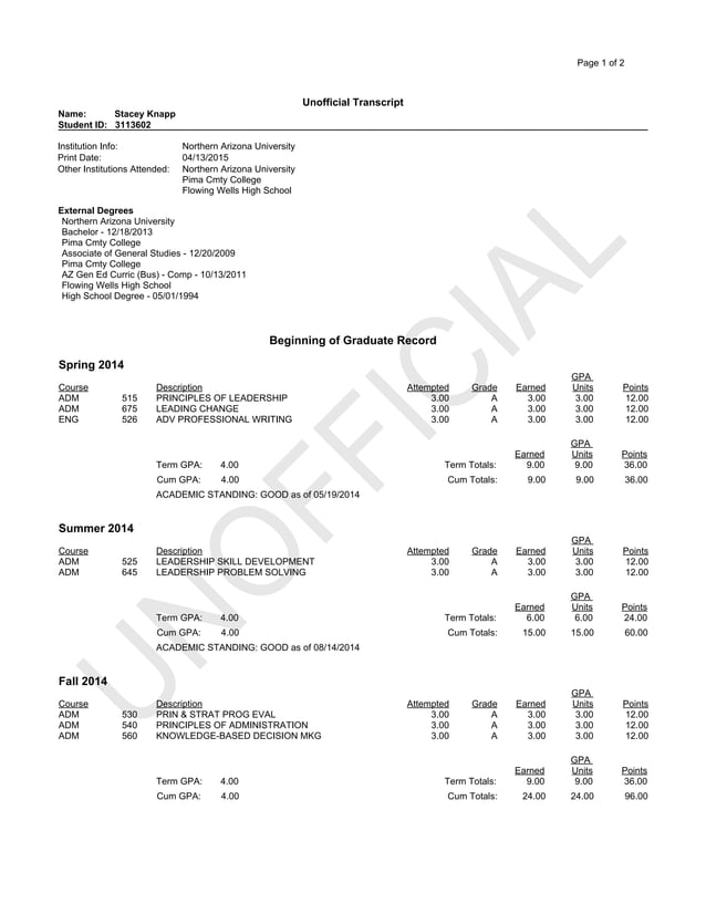 NEWEST TRANSCRIPT 2015 | PDF
